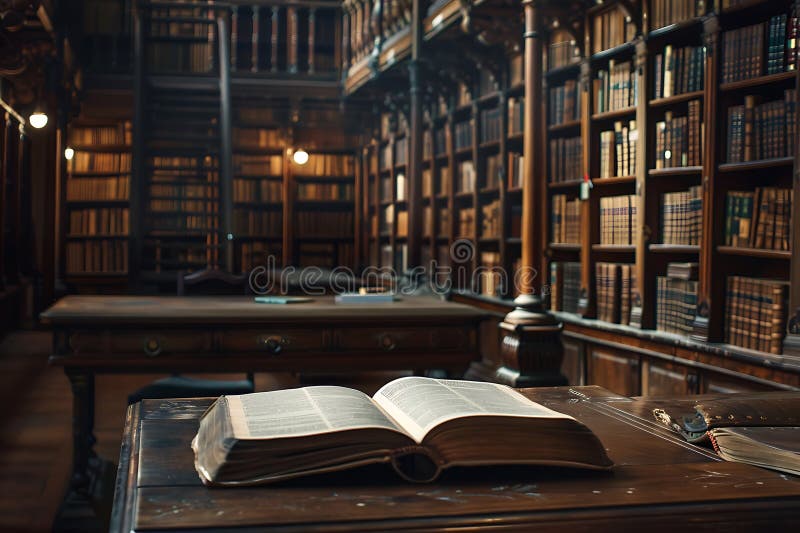 Generative AI Image of Library Room with Wooden Interior and Book ...