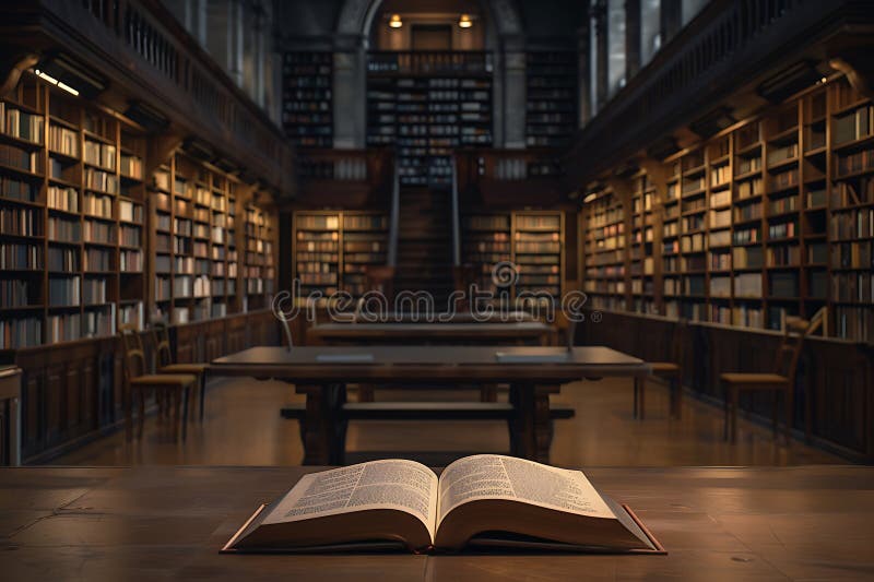 Generative AI Image of Library Room with Wooden Interior and Book ...