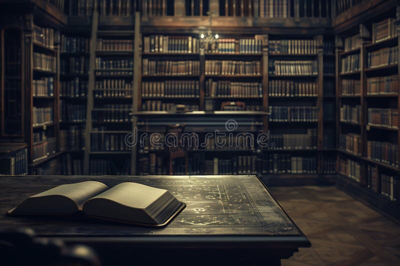 Generative AI Image of Library Room with Wooden Interior and Book ...