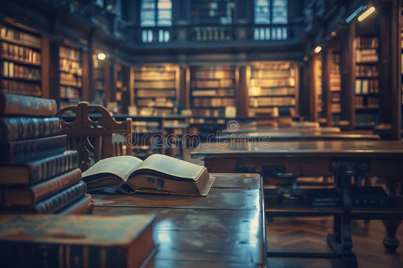 Generative AI Image of Library Room with Wooden Interior and Book ...