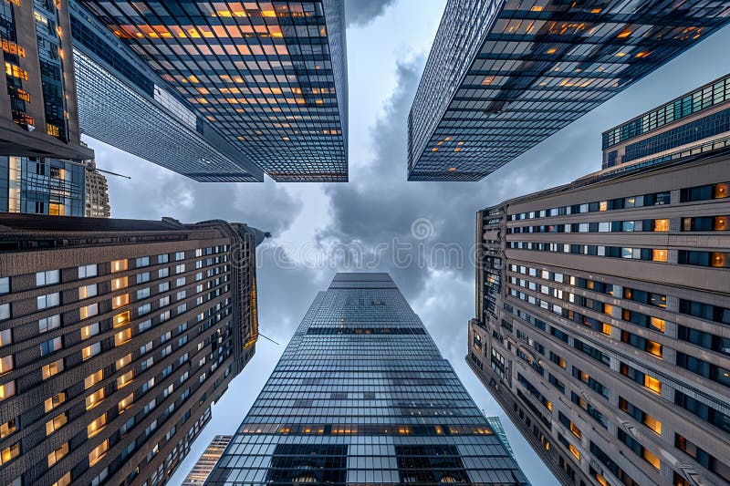 Generative AI Image of Low Angle Shot of Skyscrapers Building with ...