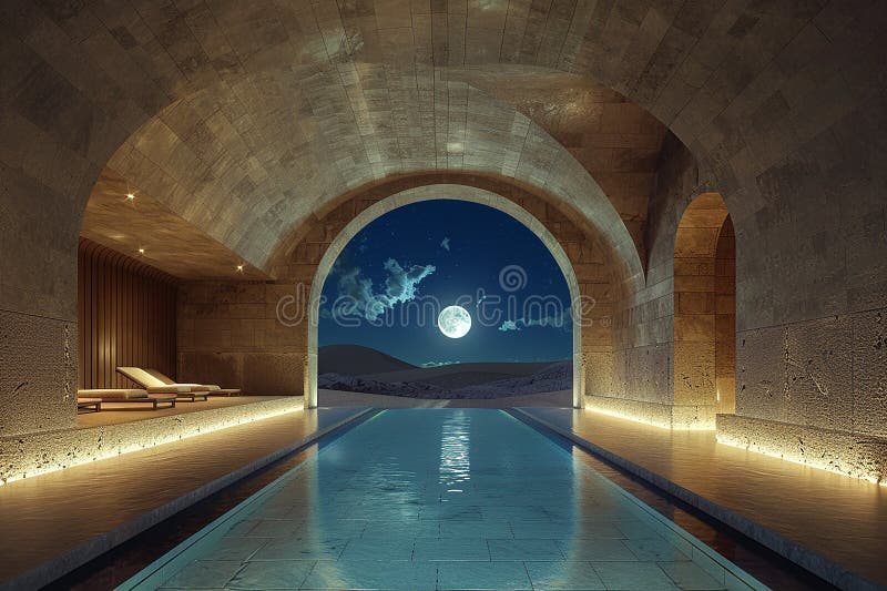 Generative AI Image of Luxury and Underground Spa with Pool and Full ...