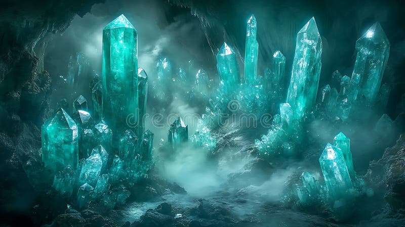 Generative AI Image of Magical Blue Crystals Gemstone Treasure Glowing ...