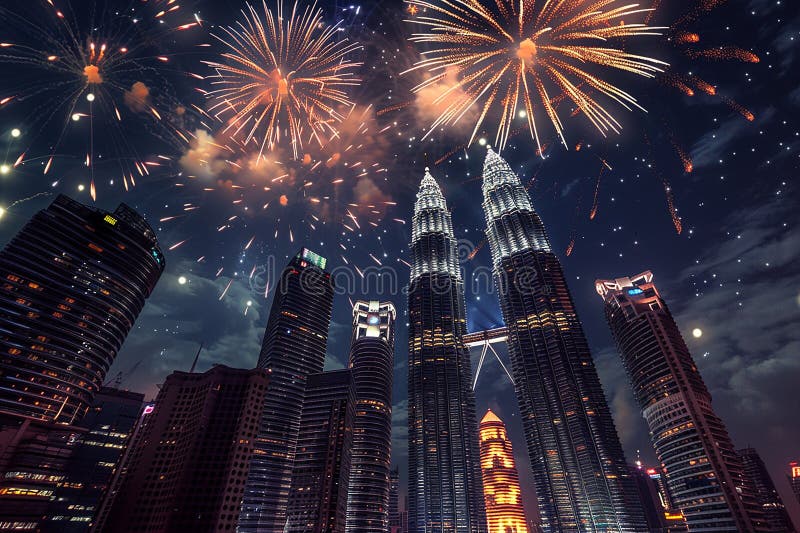 Generative AI Image of Malaysia Independence Day in Twin Tower with ...