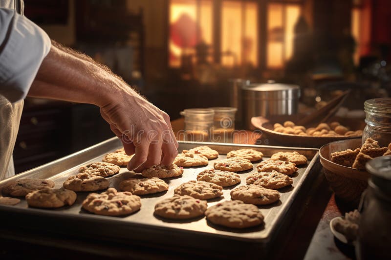 Generative AI Image of Male Chef Hands Making Cookies in the Kitchen ...