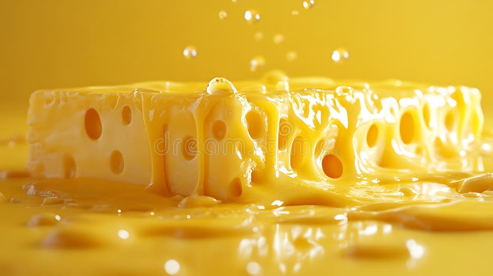 Generative AI Image of Melting Cheese with Texture Soft and Yellow ...