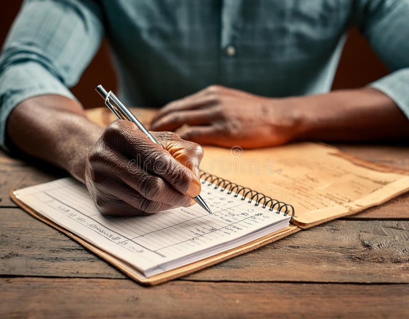 Generative AI Image of Men Writing. Stock Illustration - Illustration ...