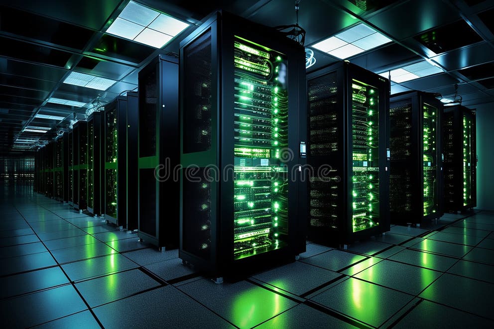 Generative Ai Image Of Modern Data Storage Center With Server Racks Stock Illustration