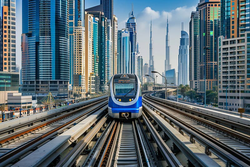 Generative AI Image of Modern Train Passing Railway Track with ...