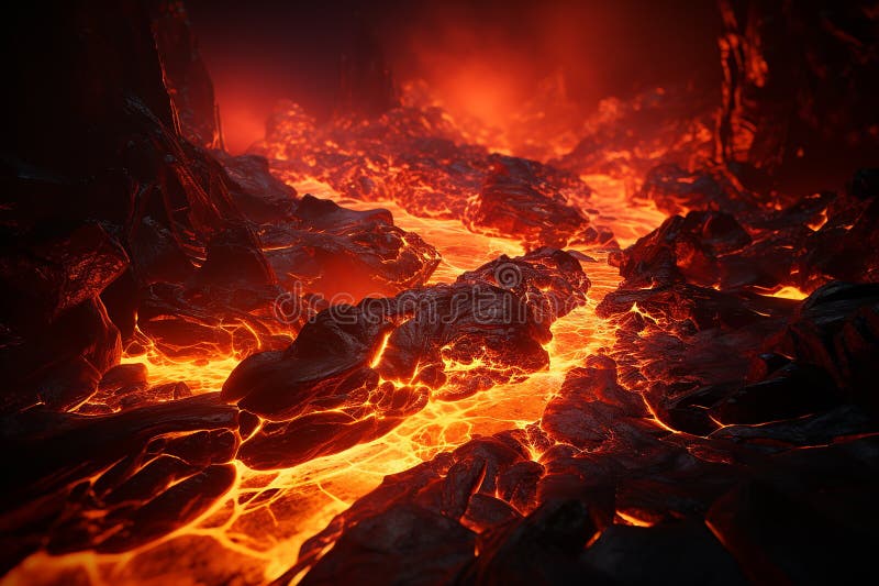 Generative AI Image of Molten Hot Fire Lava in the Volcano Stock ...
