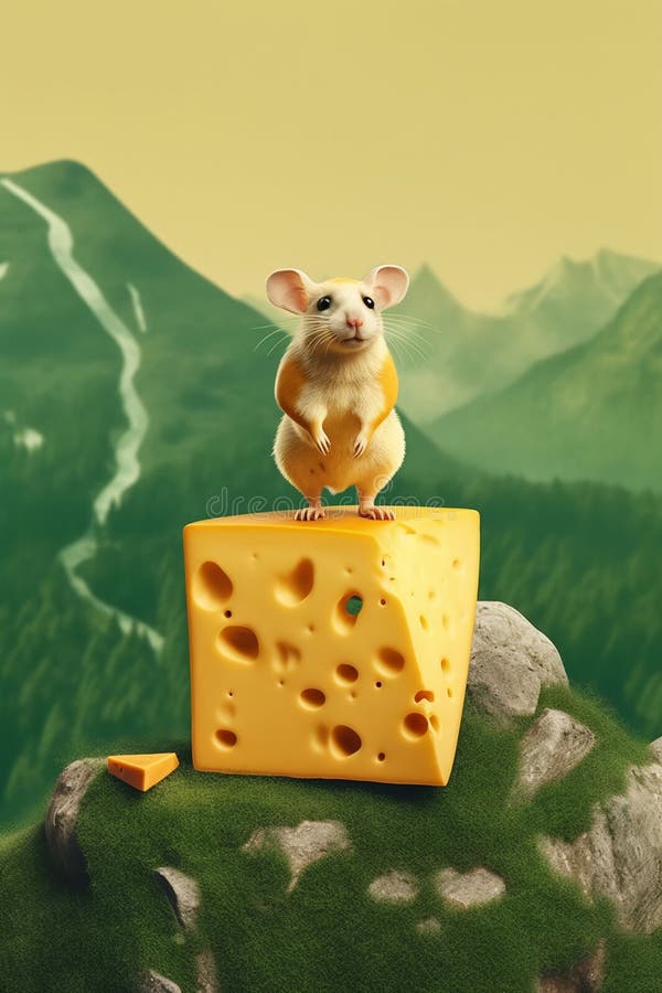 Generative AI Image of a Mouse Standing on Cheese Stock Illustration ...