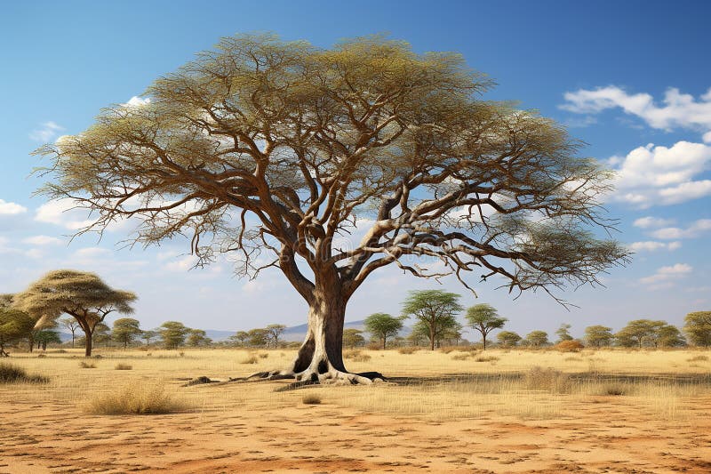 Generative AI Image of Nature Landscape in African Savanna with Trees ...
