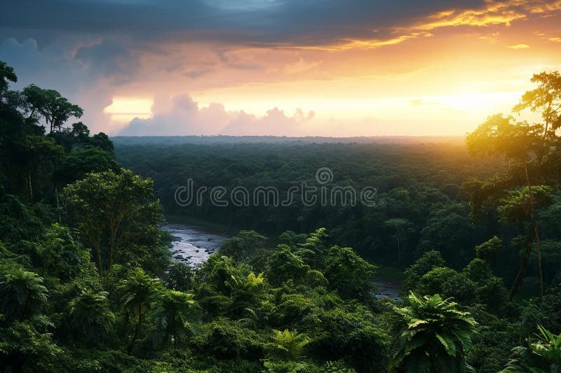 Generative AI Image of Nature Landscape with Lush Green Trees in Amazon ...