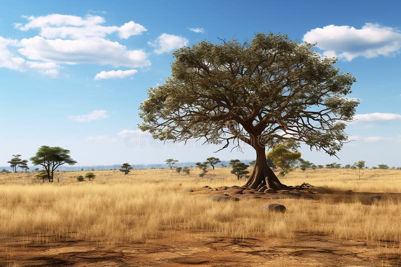 Generative AI Image of Nature Landscape with Trees in African Savanna ...