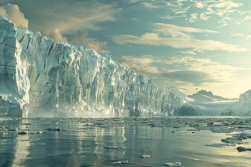 Generative AI Image of Nature View of Huge Iceberg Cliff Wall in Sea ...