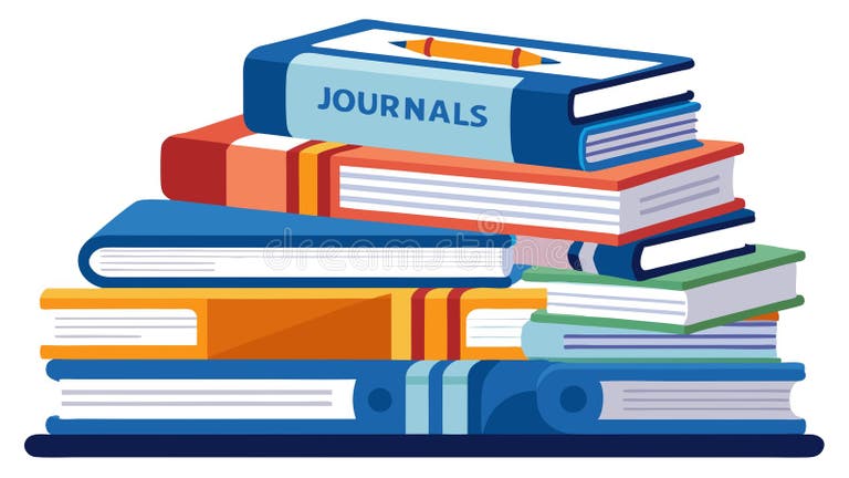 A Detailed Close-up of a Stack of Medical Journals and Research Papers ...