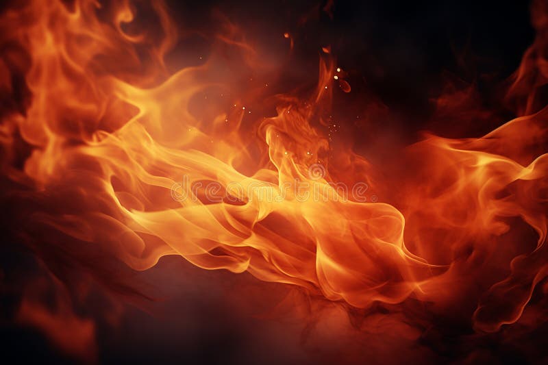 Generative AI Image of Orange Fire Flame on Dark Background Stock ...