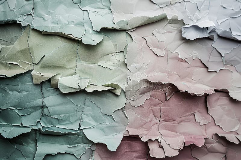 Generative AI Image of Pastel Layered Crumpled Torn Paper and Pattern ...