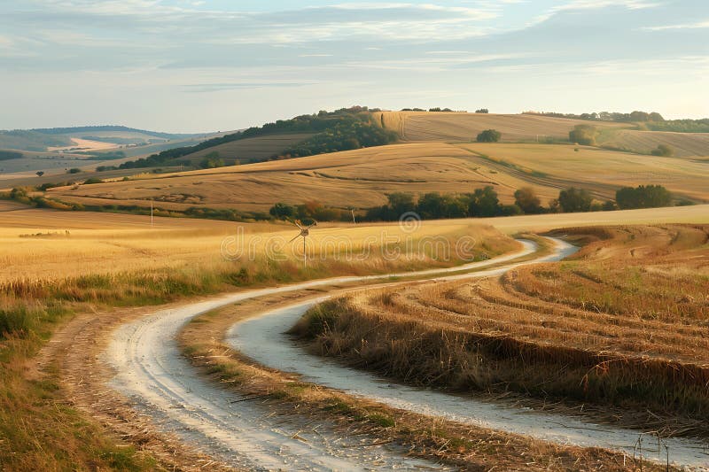 Generative AI Image of Path at Rustic Countryside Fertile Harvested ...