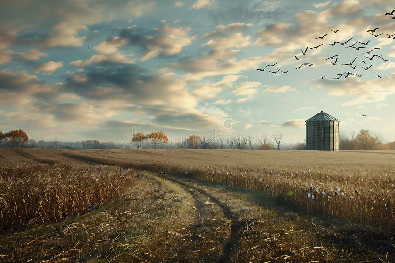 Generative AI Image of Path at Rustic Countryside Fertile Harvested ...