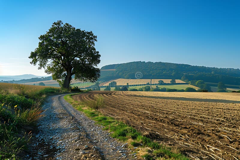 Generative AI Image of Path at Rustic Countryside Fertile Harvested ...