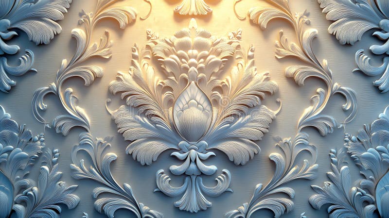 Generative AI Image of Pattern White Flower Carve Old Vintage Wallpaper ...