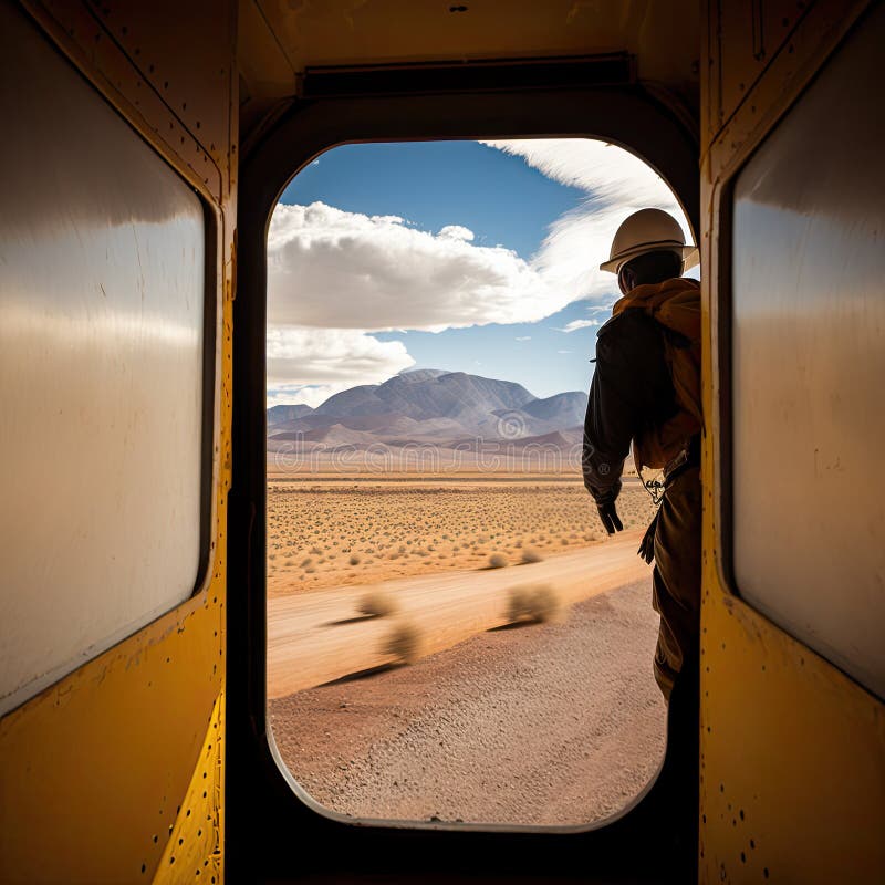 Generative AI Image of a Person Looking Out of an Exit Stock Photo ...