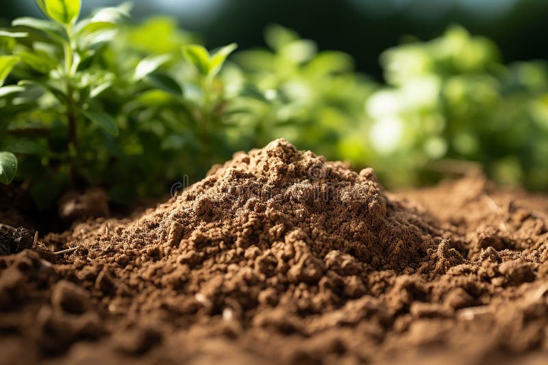 Generative AI Image of Pile of Soil with Nature Plants Background Stock ...