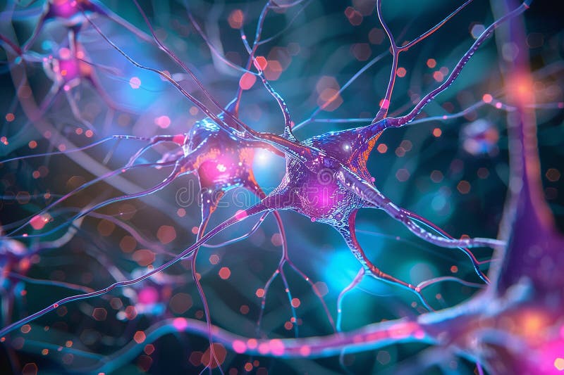 Generative AI Image of Purple Cell of Connected Neural Nerve Network ...