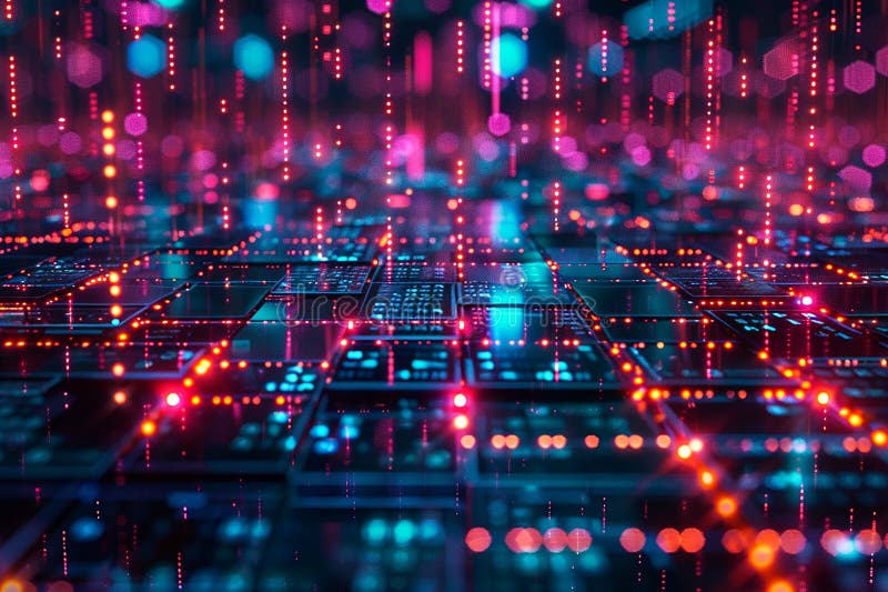 Generative AI Image of Purple Digital Grid Code Pattern Abstract ...