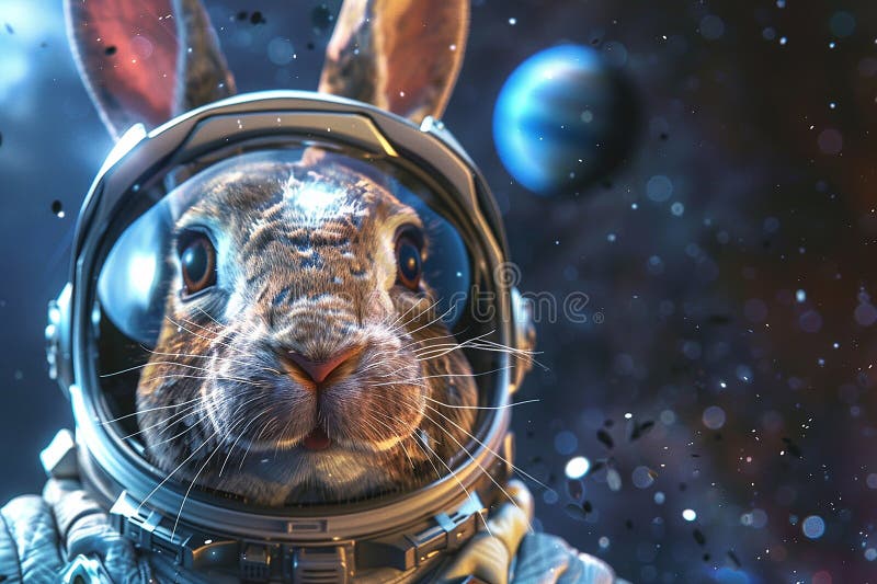 Generative AI Image of Rabbit Wearing Helmet and Astronaut Suit in ...