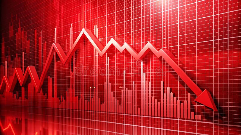 The Image is a Red Stock Chart Showing a Downward Trend. the Red Arrow ...