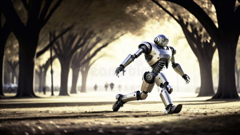 Generative AI Image of a Robot Running Stock Illustration ...