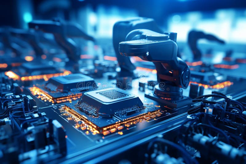 Generative AI Image of Robotic Machinery in Electronic Devices ...