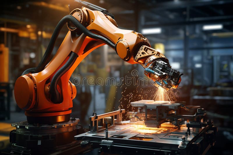 Generative AI Image of Robotic Machinery Technology with Steel Welding ...