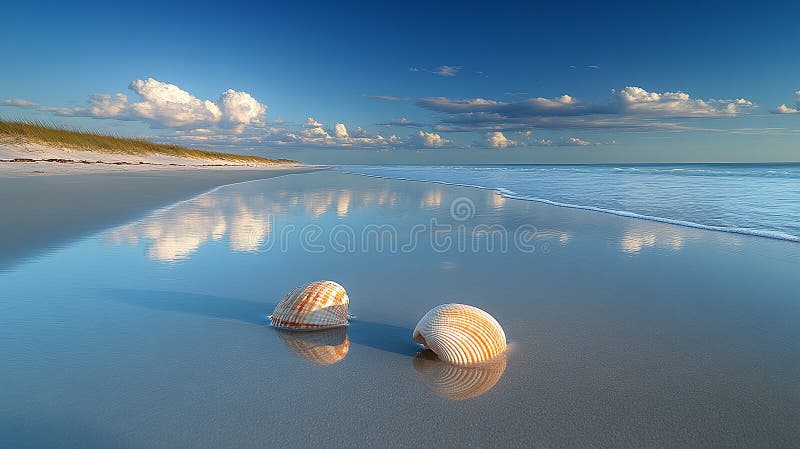 Generative AI Image of Sea Shells on the Beach Nature Landscape with ...