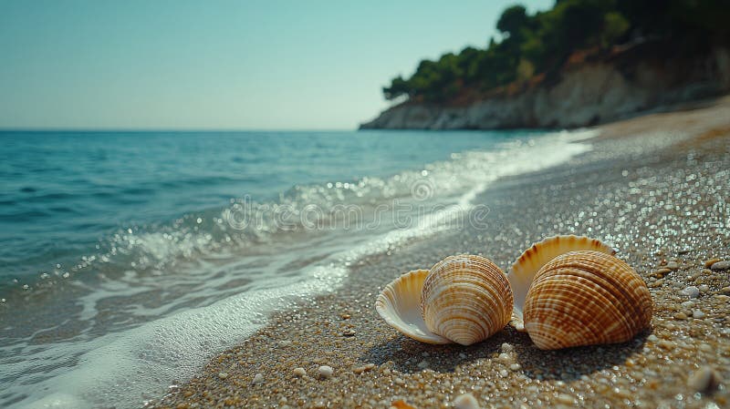 Generative AI Image of Sea Shells on the Beach Nature Landscape with ...