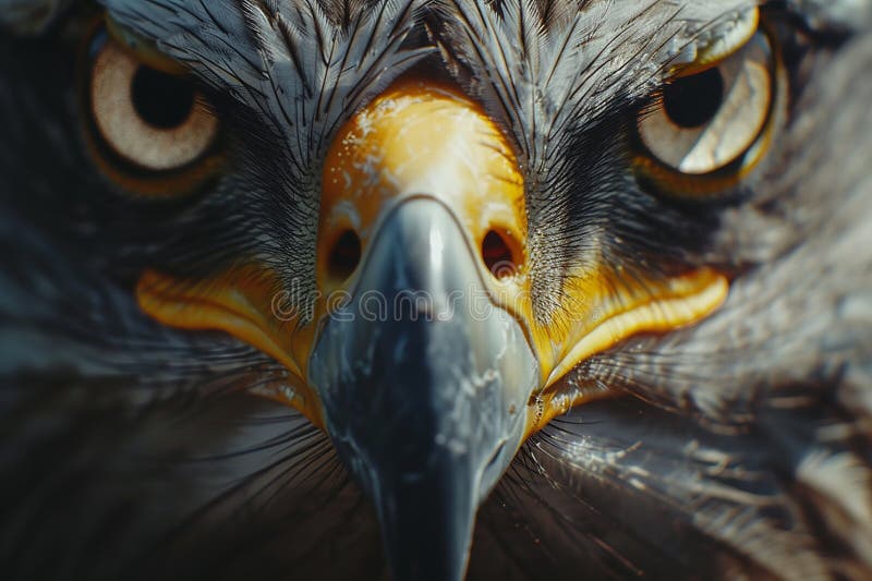 Generative AI Image of Sharp Eyes of Grey Eagle Predator with Beak ...
