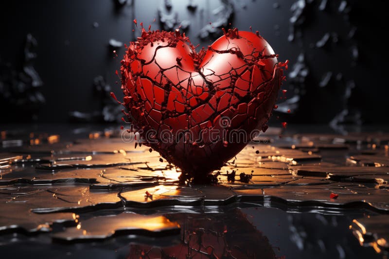 Generative AI Image of Shattered Heart Concept Stock Illustration ...
