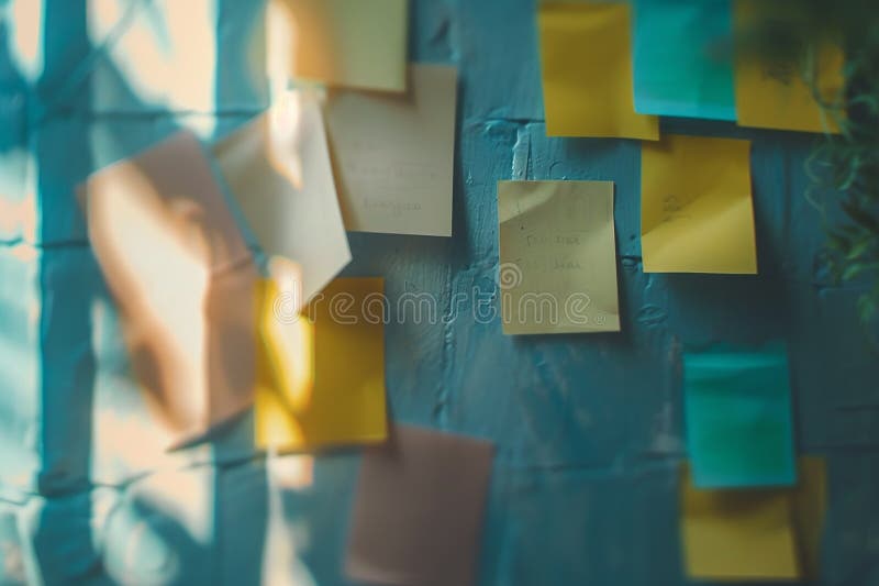 Generative AI Image of Sheets of Colorful Sticky Notes Sticked on the ...
