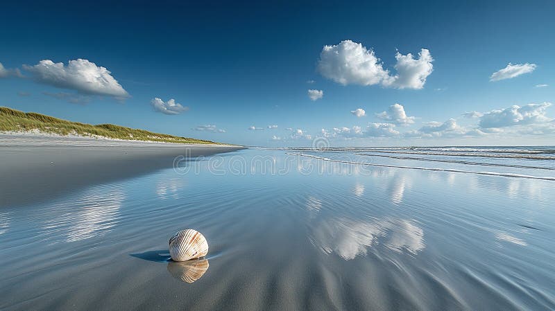 Generative AI Image of Shell on a Beach Landscape in Summer Stock ...