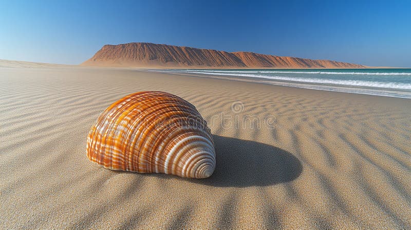 Generative AI Image of Shell on a Beach Landscape in Summer Stock ...