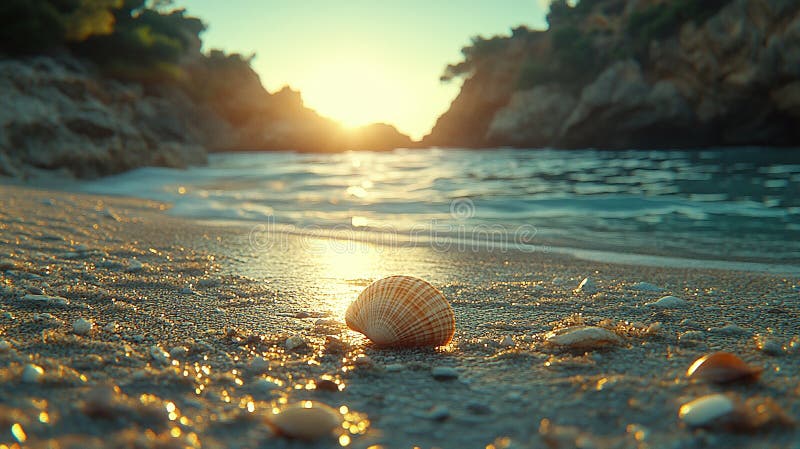 Generative AI Image of Shell on the Beach Nature Landscape with ...