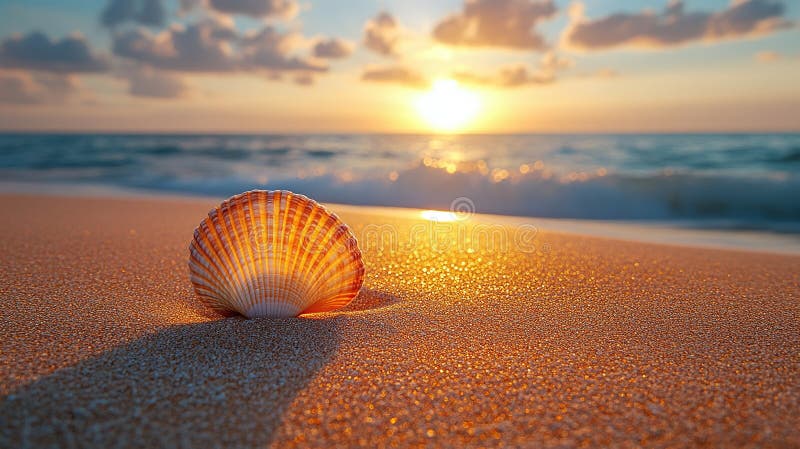 Generative AI Image of Shell in a Beach Nature Landscape with a View of ...