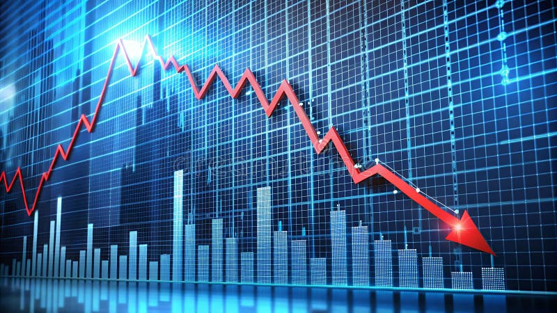 The Image is a Stock Market Chart Showing a Red Arrow Pointing Down on ...