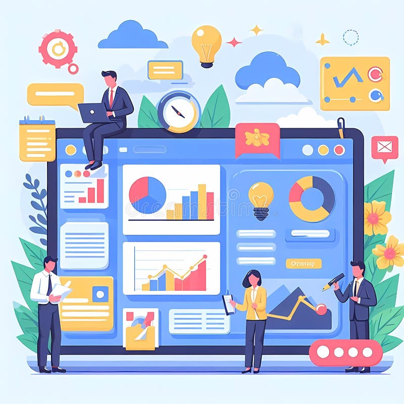 The Image Shows a Group of People Working Together on a Large Computer ...