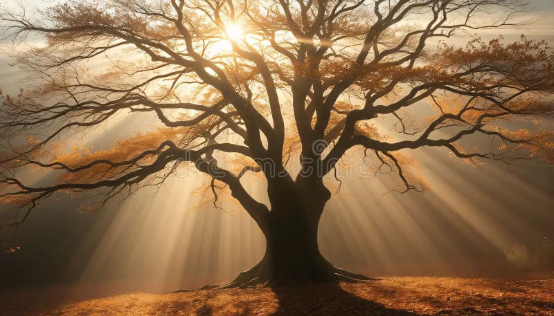 The Image Shows a Large, Imposing Tree with Intricate Branches Reaching ...