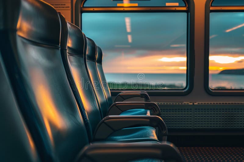 Generative AI Image of Side View of Empty Passenger Seat Inside Train ...