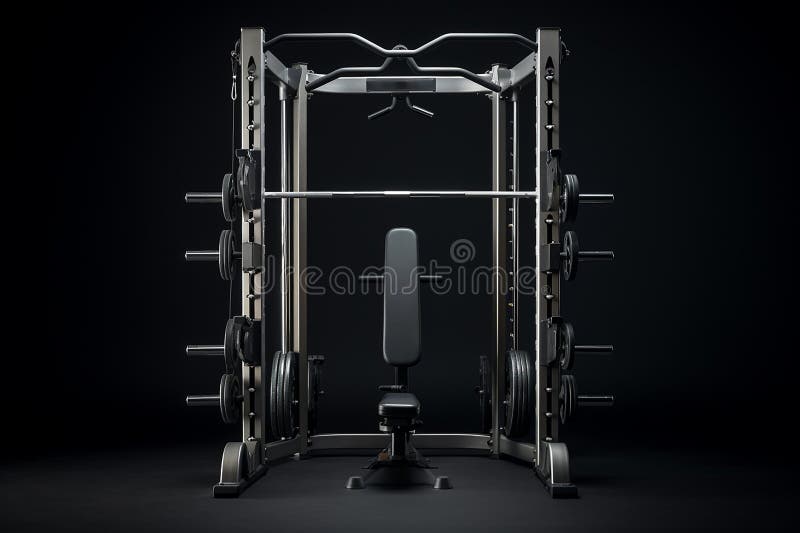 Generative AI Image of Smith Machine Gym Equipment on Black Background ...