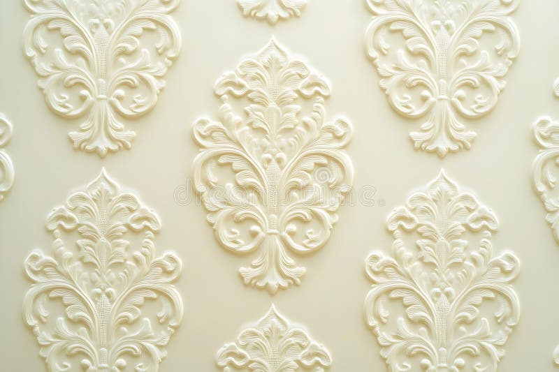 Generative AI Image of Soft Cream Wall with Delicate Symmetrical Floral ...